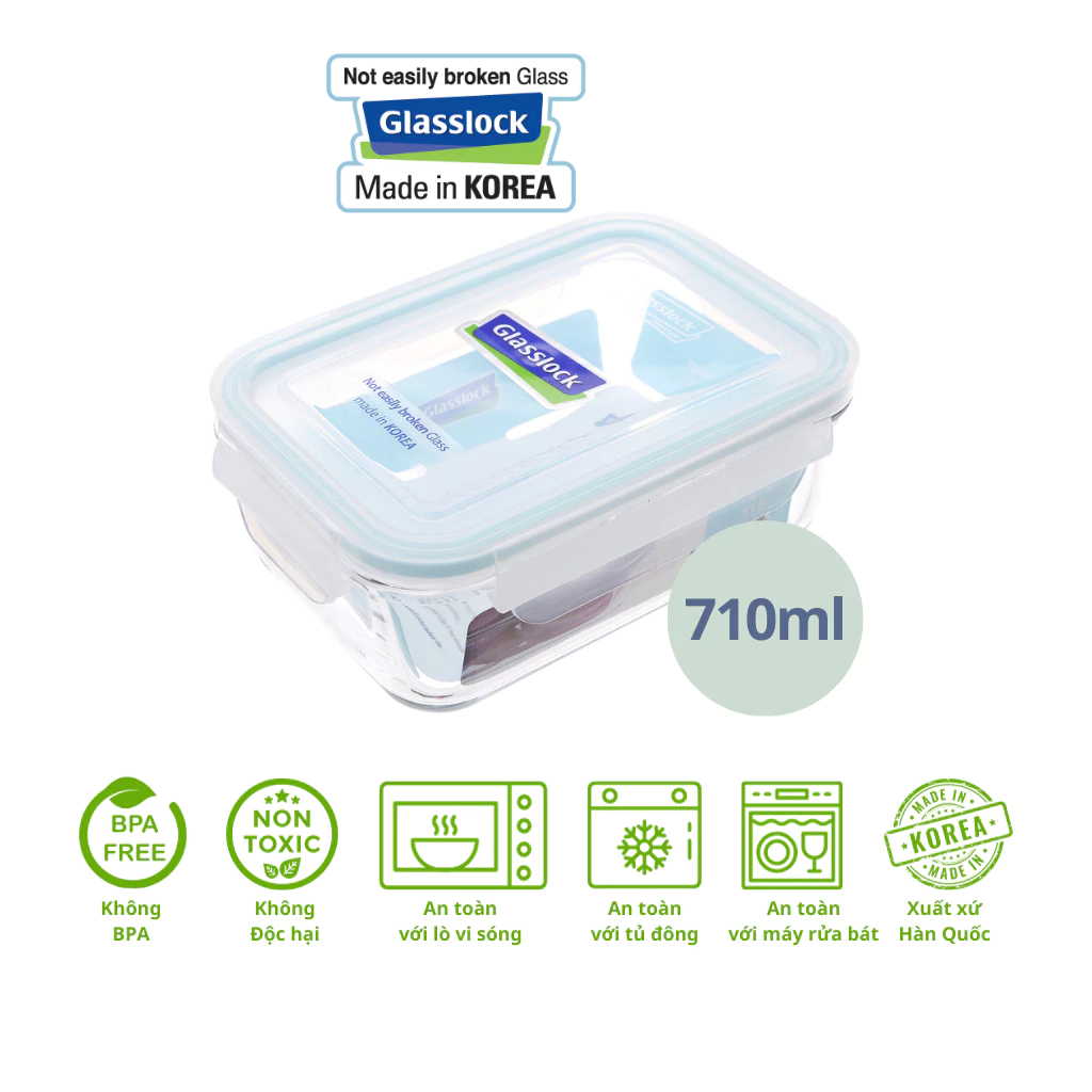 Korean Glasslock MCRB071 rectangular glass box 715ml - Larva Store | Shopee Philippines
