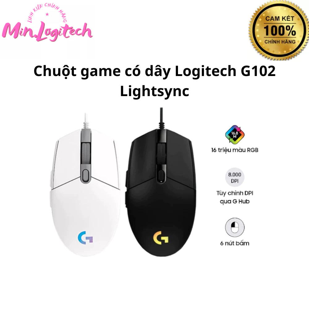 Logitech G102 Lightsync wired gaming mouse - RGB customization, 6 programmable buttons ...