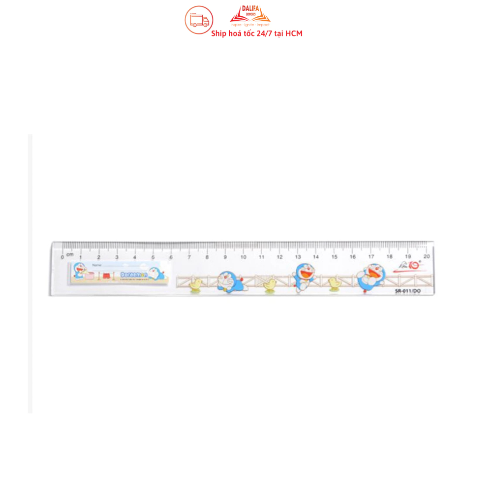 Thien Long 20cm hard plastic ruler with cute Doraemon shape, with name ...