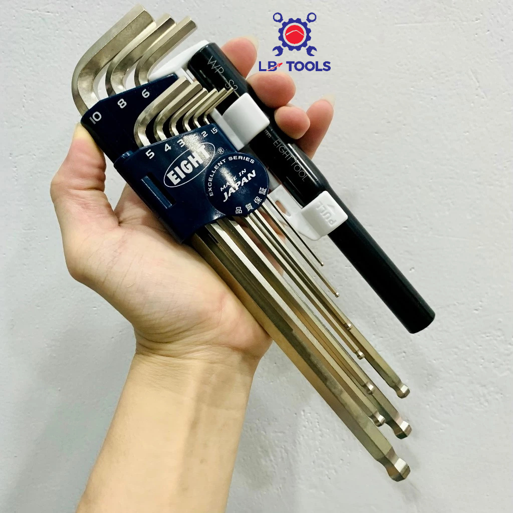 Eight Japanese hexagon set TLS-9NP with 9 ball head sizes from 1.5-10mm - Additional handle ...