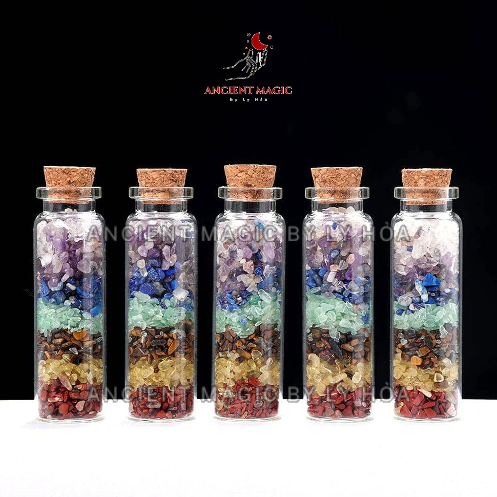7 LATE STONE JAR (7 CHAKRAS) supports energy, purification, decoration ...