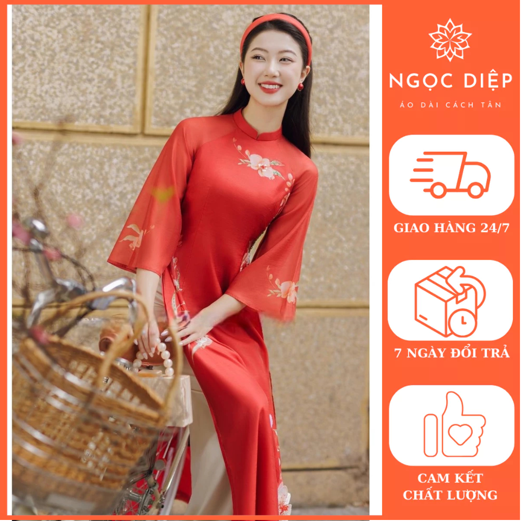Innovative ao dai designed with high-quality silk material and embellishments - Ngoc Diep Ao Dai ...