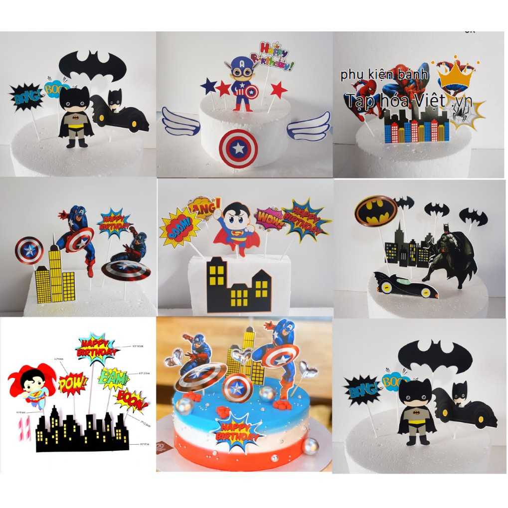 Superman paper plug Set with many birthday cake decorations and ...