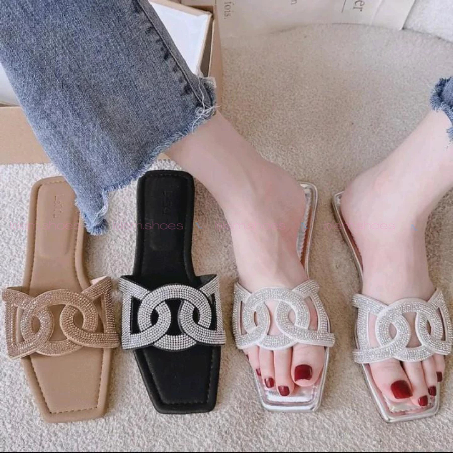 Modern Style Ballet Flats - Fashionable Square Toe With Rhinestone ...