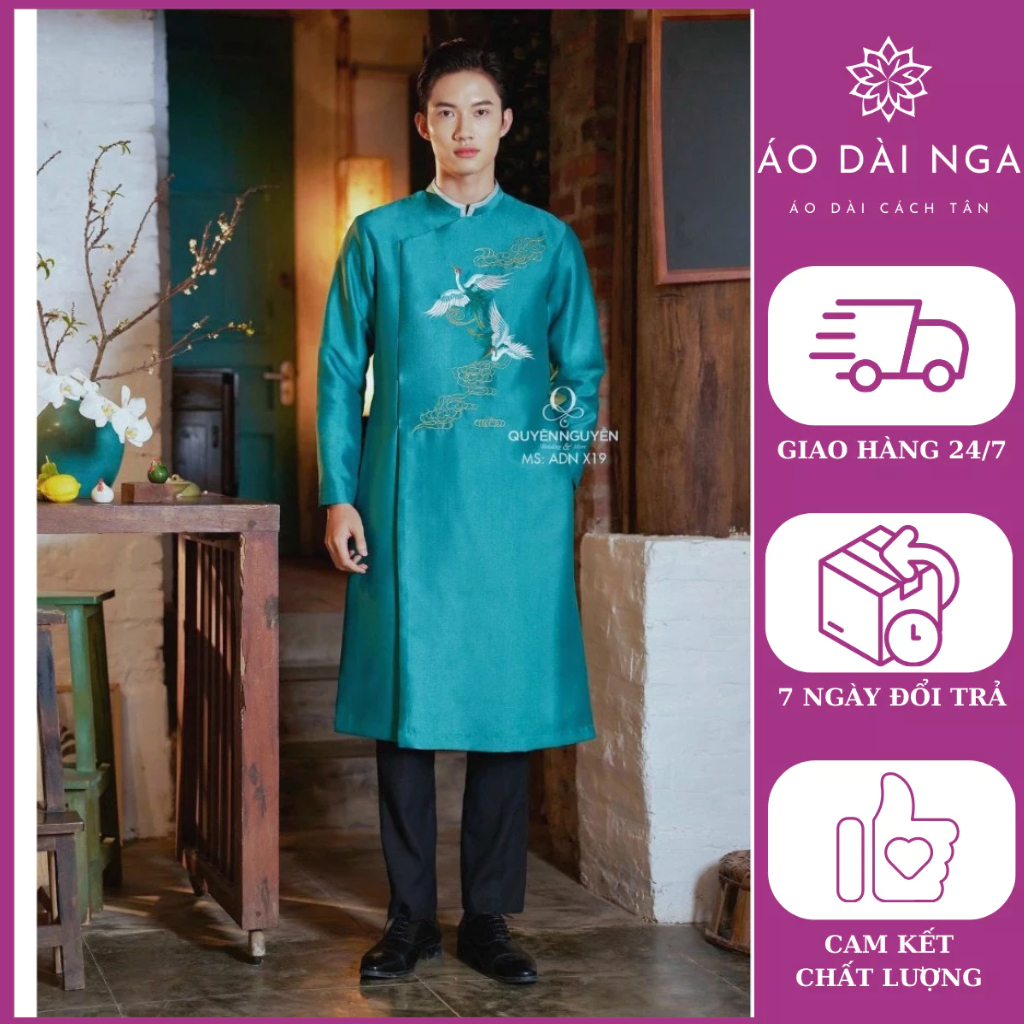 Modern men's ao dai designed - high quality tafta material embroidered ...