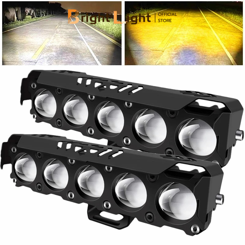Motorcycle Headlight mini Bearings White/Yellow mini LED Headlight ...