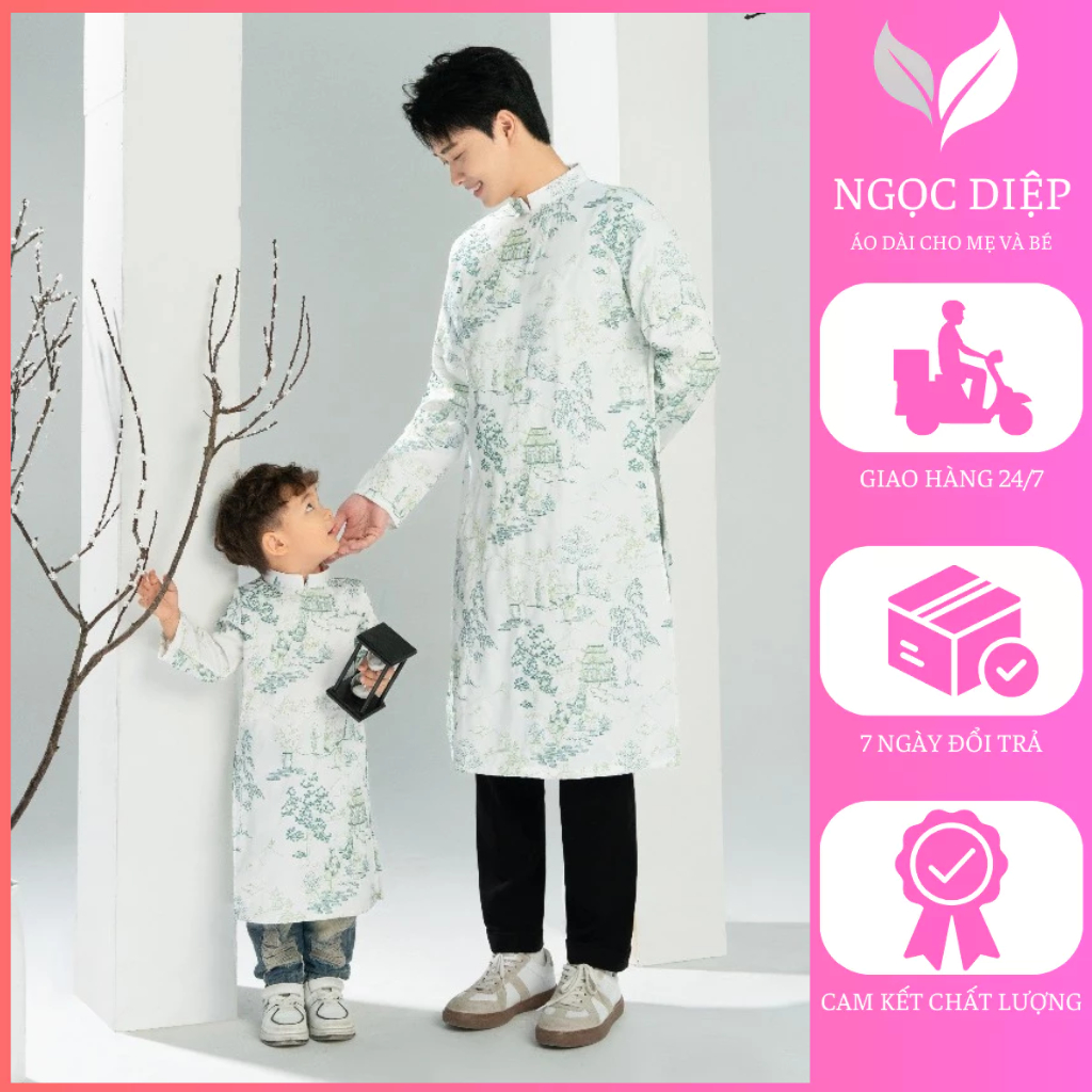 Ao Dai bag Dad And Mid-Autumn Boys, CNY 2024 - Tapta Fabric, Premium ...