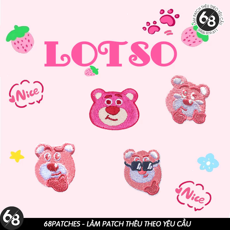 Heat ironing fabric Sticker embroidered with strawberry bear logo DIY ...