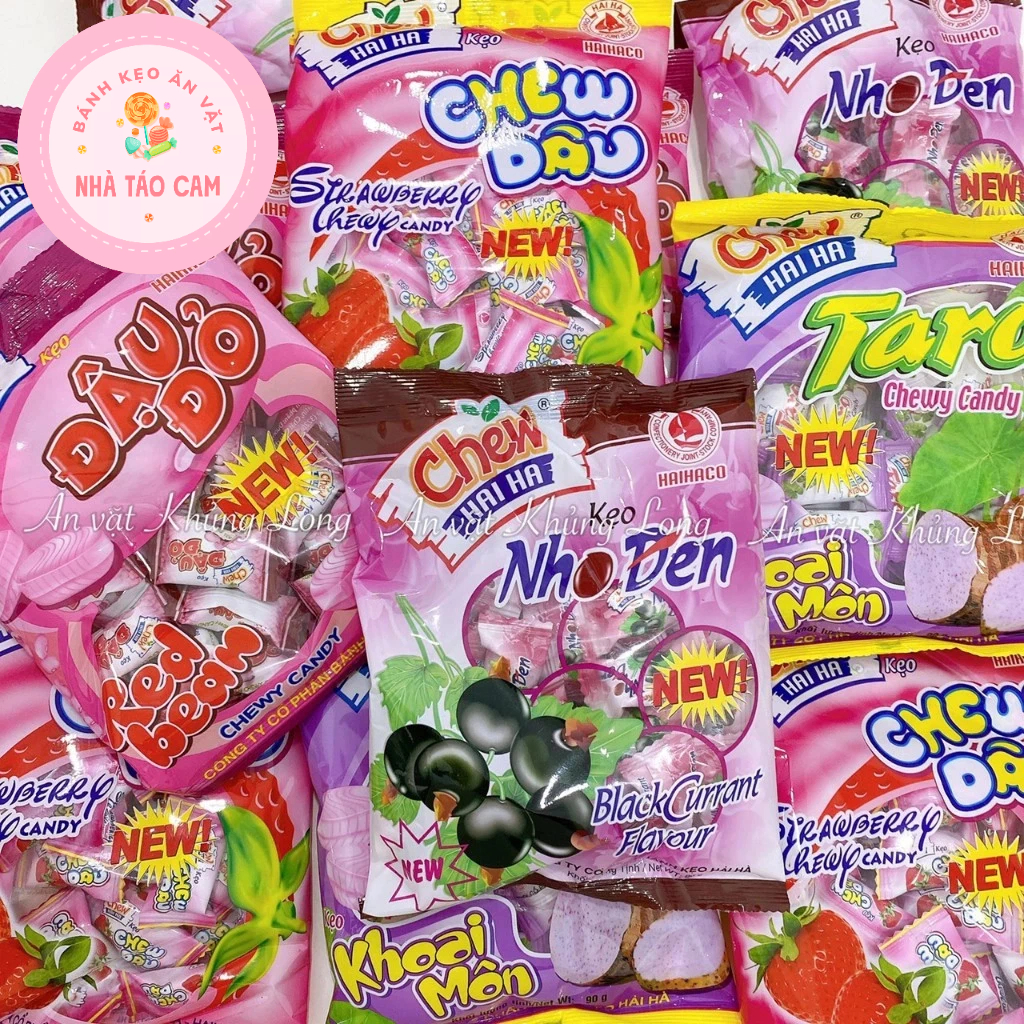 [ Super Cheap ] Hai Ha Chew Candy Taro Black grape, strawberry, durian ...