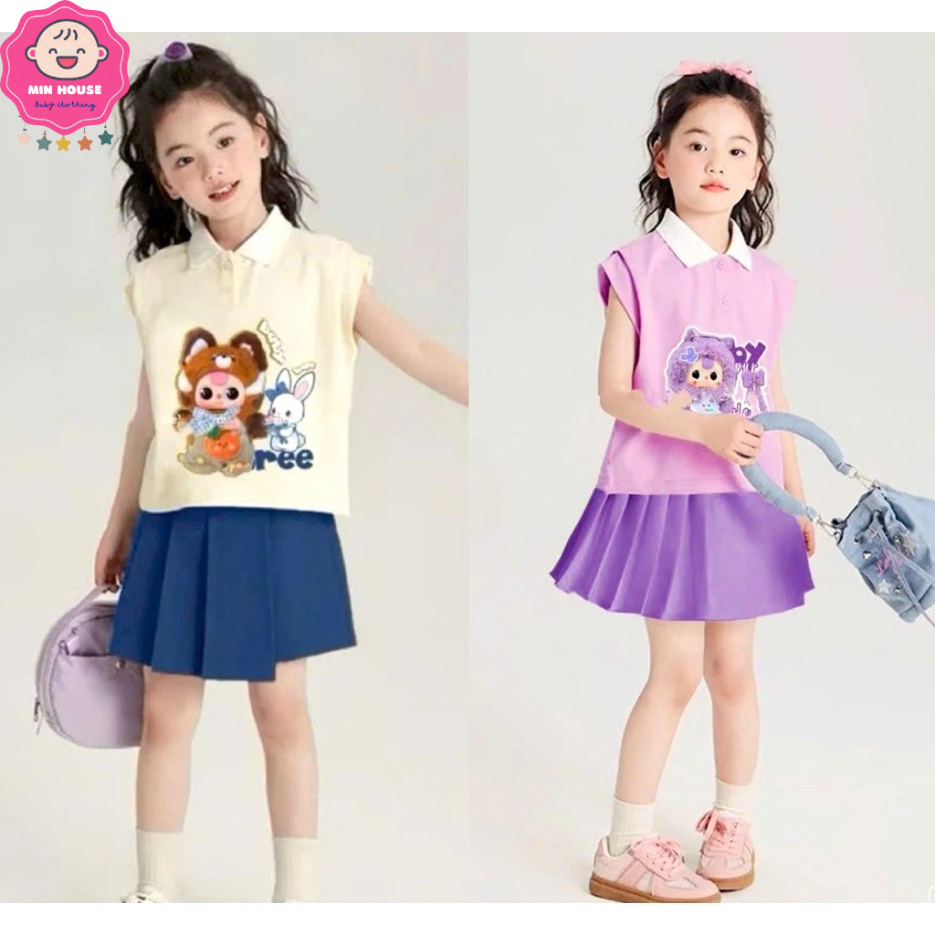 Set of cotton t-shirts with mussel collar and sleeves with lovely ...