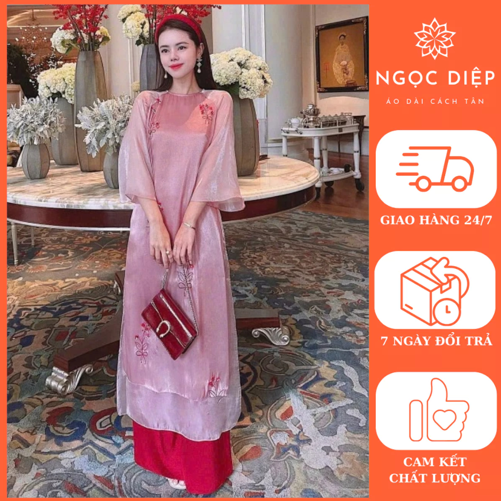 SA [QT 8/3] Modernized ao dai, ao dai designed with high quality embroidered silk material ...
