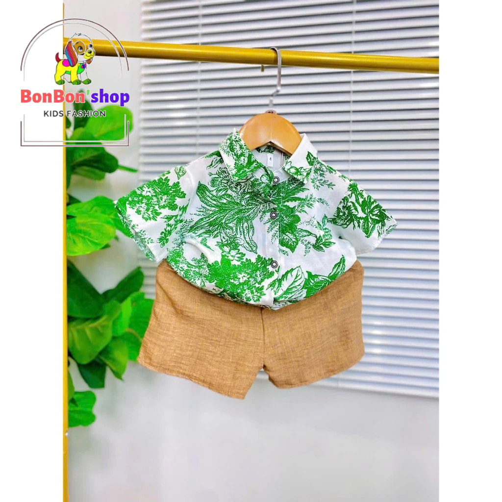 Silk shirt set (SOMI-GREEN, BROWN) for baby to wear to parties, cool ...