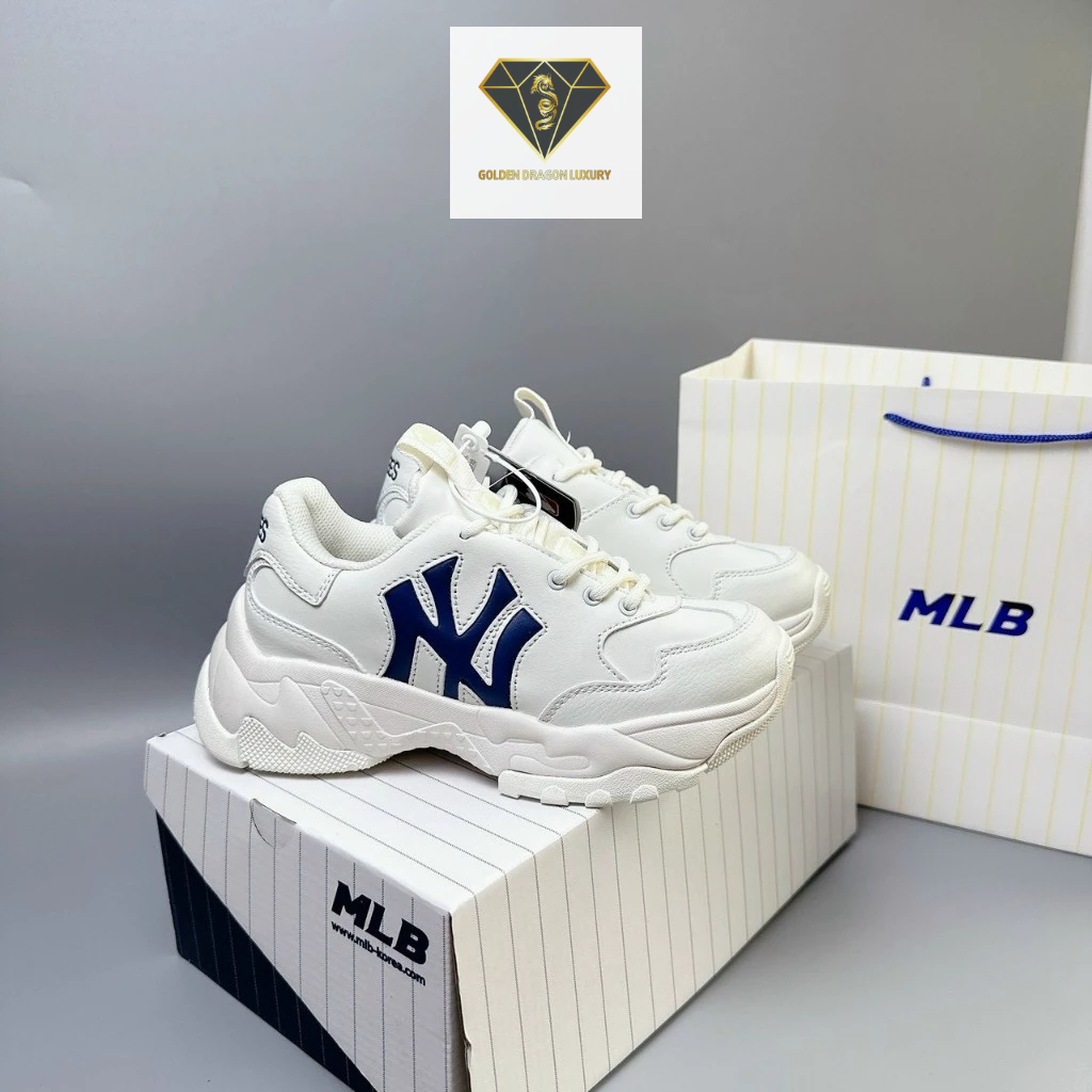 Blue embossed MLB_NY shoes with 5cm high sole and double sole ...