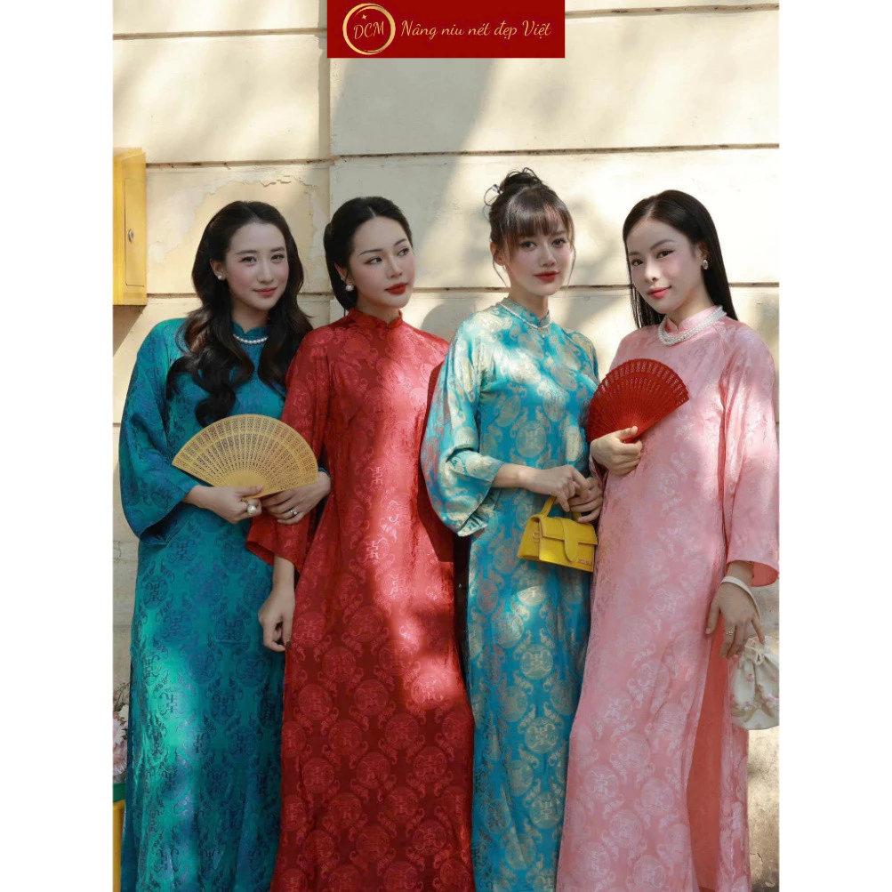 Renovated Ao Dai with Phuc Loc Tho Brocade, Luxurious Soft Silk Brocade Ao Dai Danchimont ...