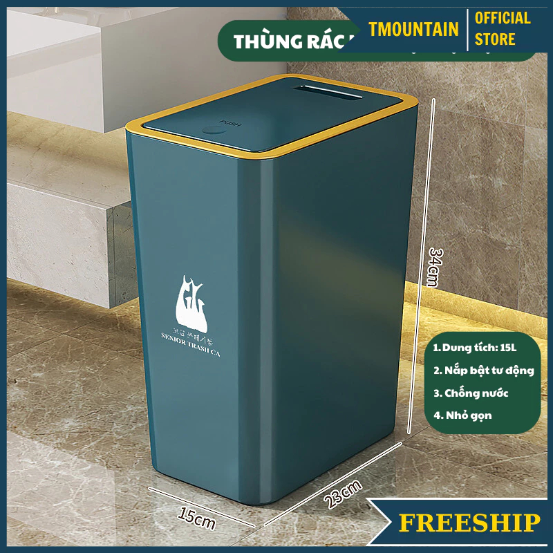 Pp plastic space-saving push-button trash can, kitchen office trash can ...