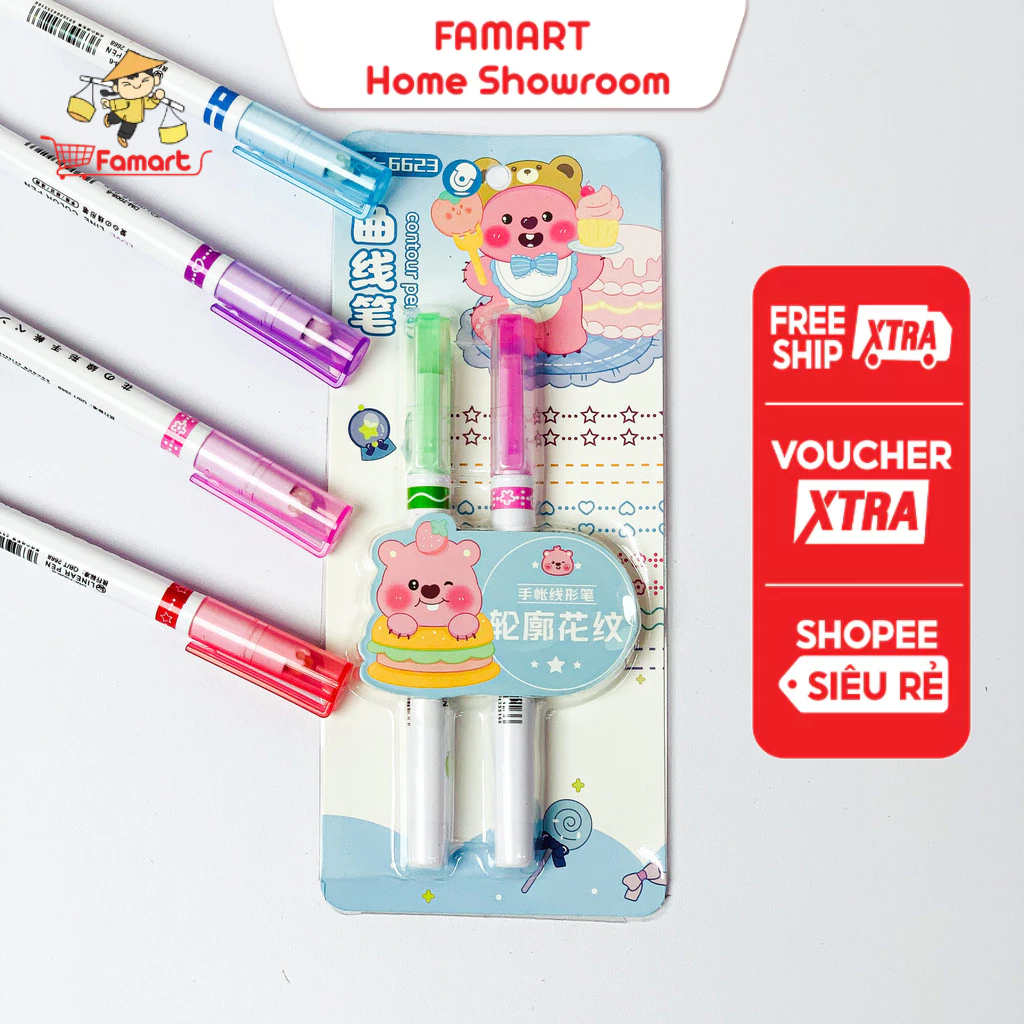 COMBO of 2 Famart roller markers, markers with dots and stars patterns ...