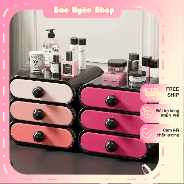 Multi-purpose Mini Drawer Box - 3-Tier Rounded Design, Cute Pastel ...