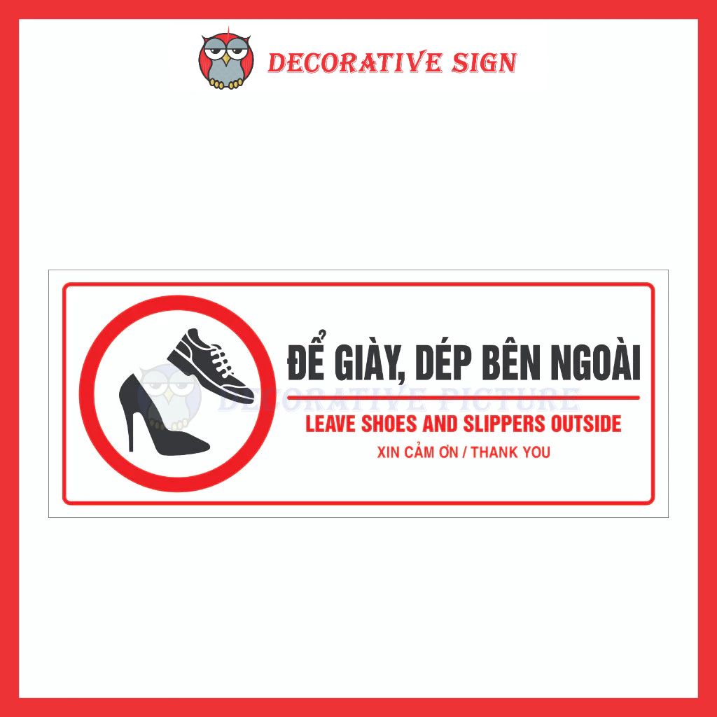Leave Shoes And Slippers Outside Reminder Sign - Leave Shoes And ...