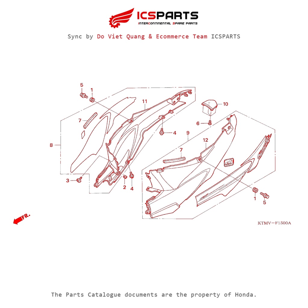 Plastic Set of Side Cover - Center - Tail Cover (F-15-C) HONDA Future ...