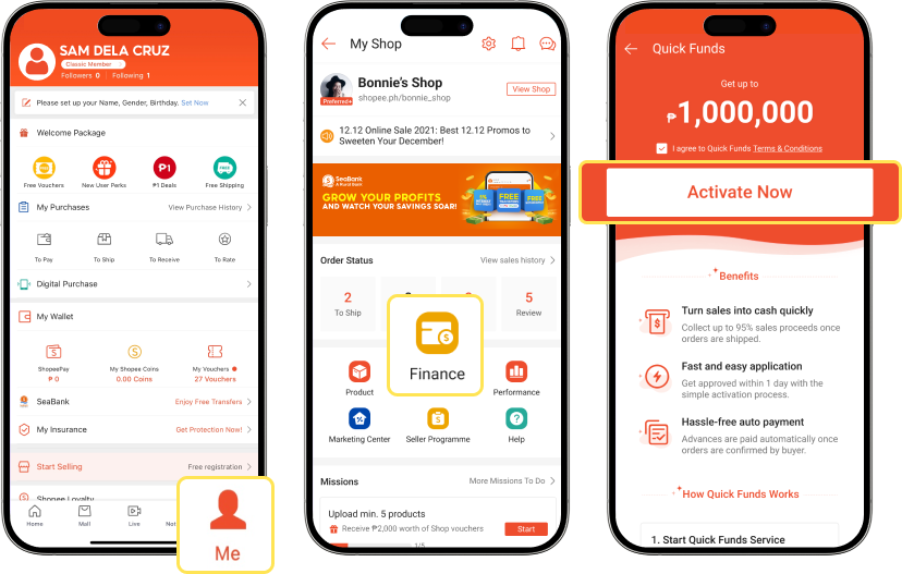 Quick Funds | Shopee PH Seller Education Hub