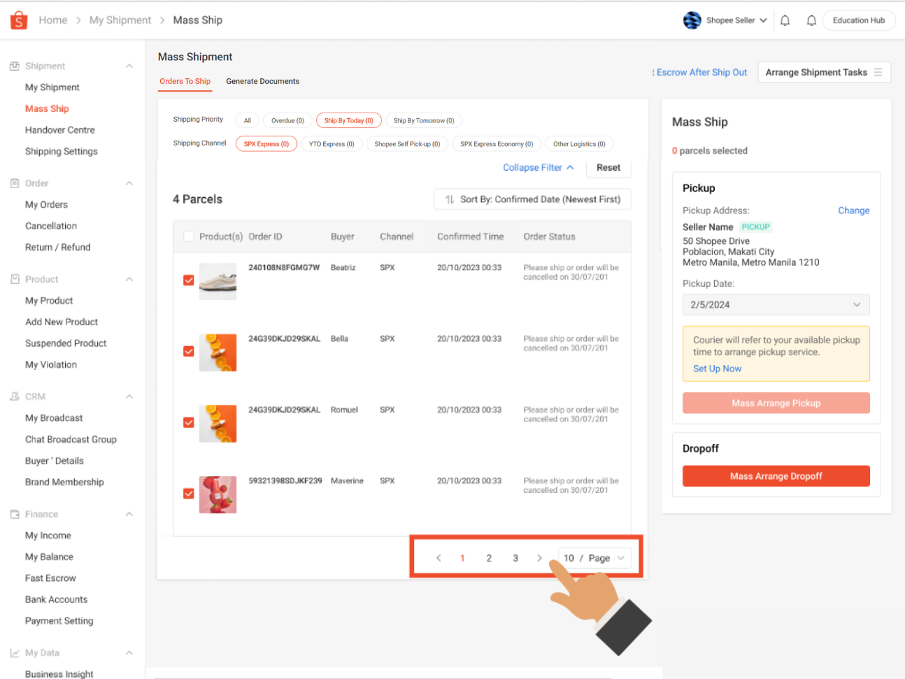 Mass arranging shipment with Shopee-Supported Logistics partners ...