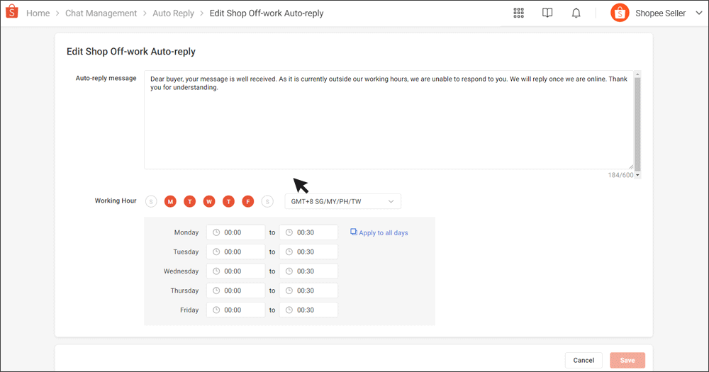 Setting up Auto-Reply | Shopee PH Seller Education Hub