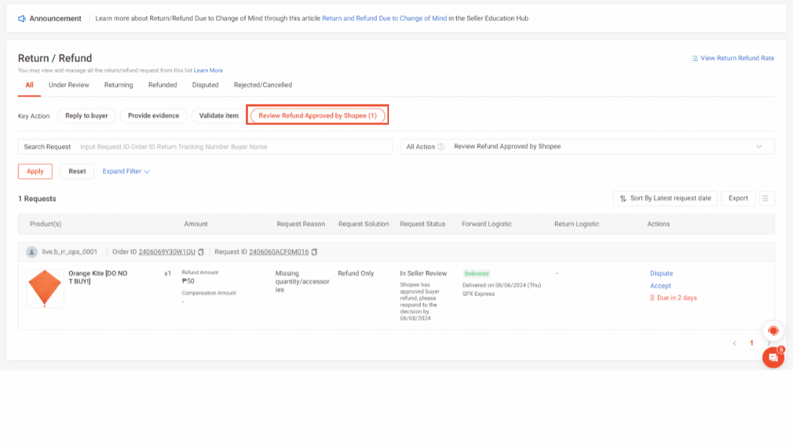 Navigating the Return/Refund Dashboard | Shopee PH Seller Education Hub