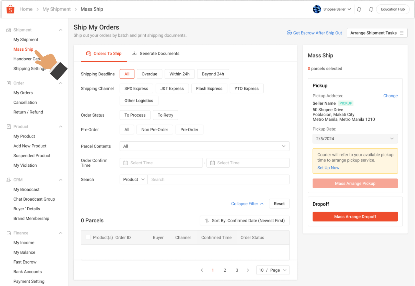 Mass arranging shipment with Shopee Supported Logistics partners ...
