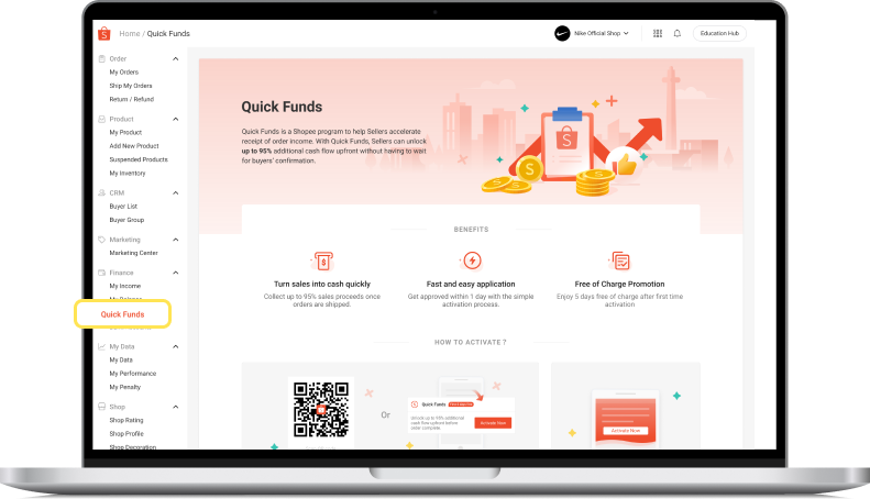 Quick Funds | Shopee PH Seller Education Hub