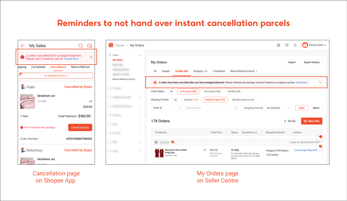 Instant cancellation before logistics handover | Shopee PH Seller ...