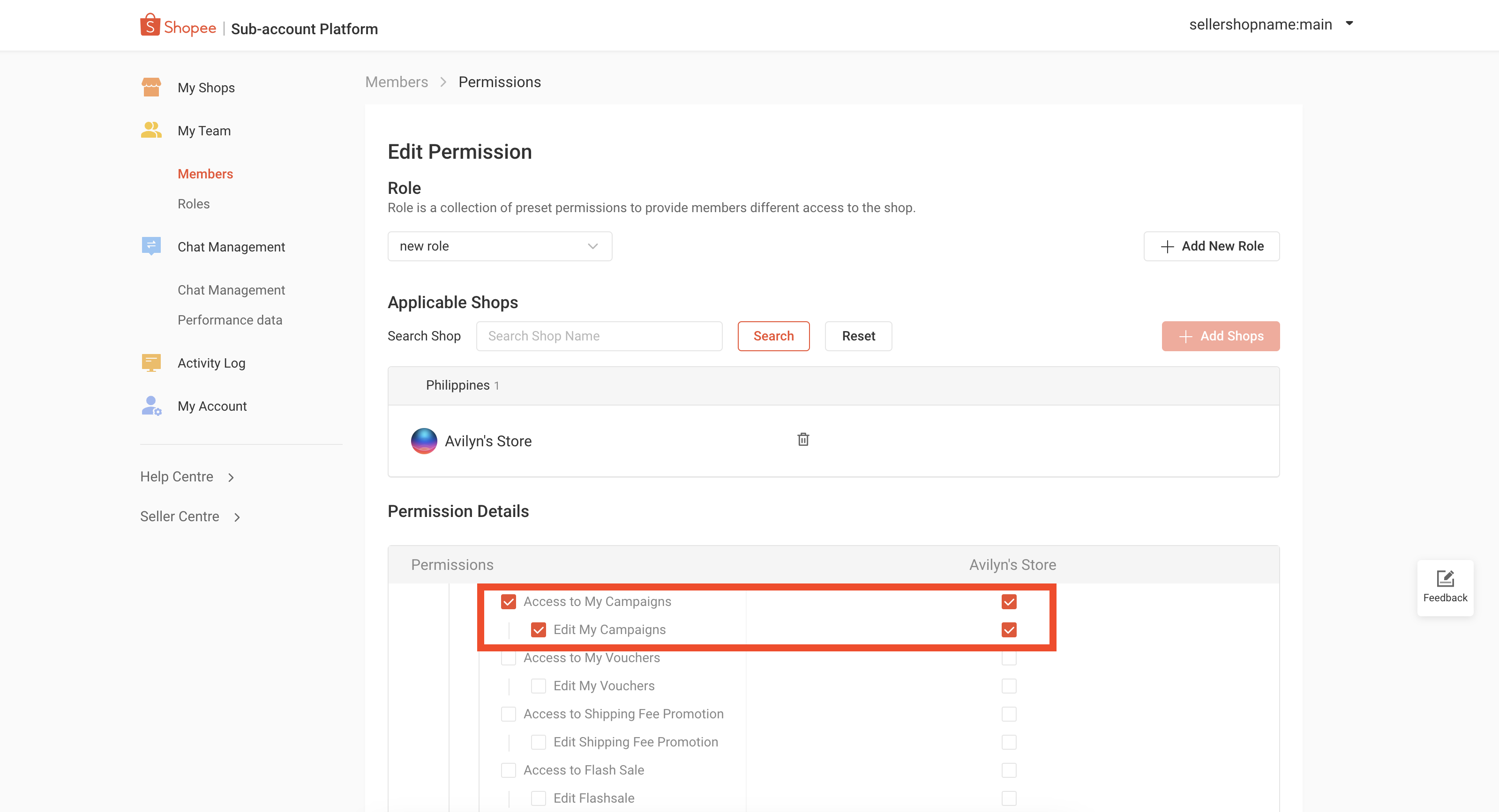 Using functions on the Sub-account platform | Shopee PH Seller ...