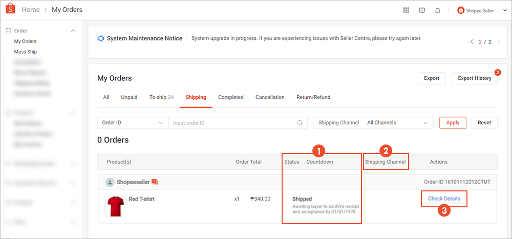 Checking shipping status of orders | Shopee PH Seller Education Hub