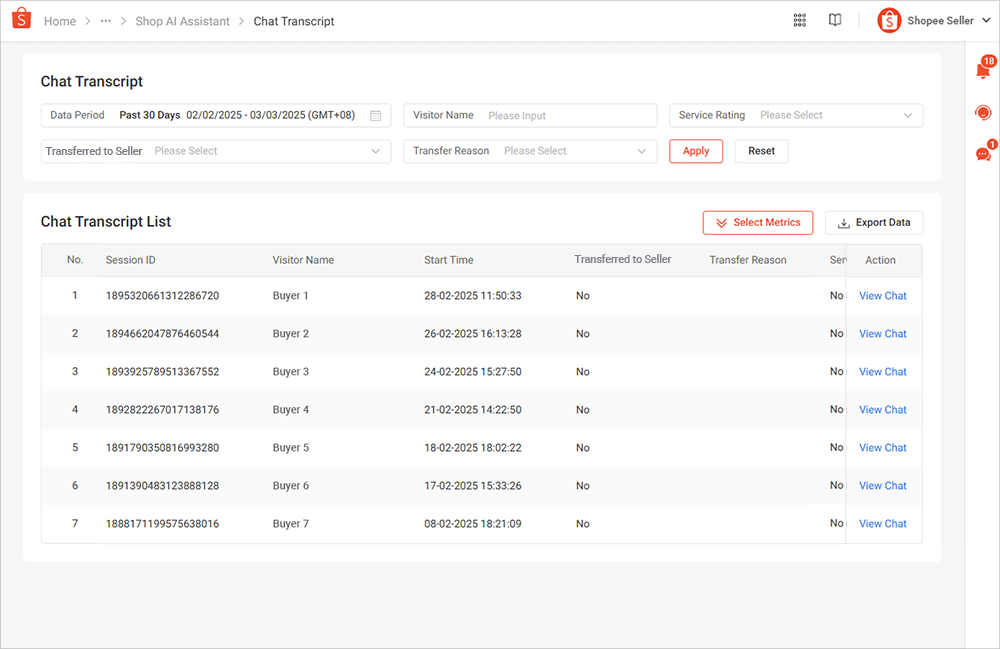 How can I view Chat AI Assistant’s chat history with buyers? | Shopee ...