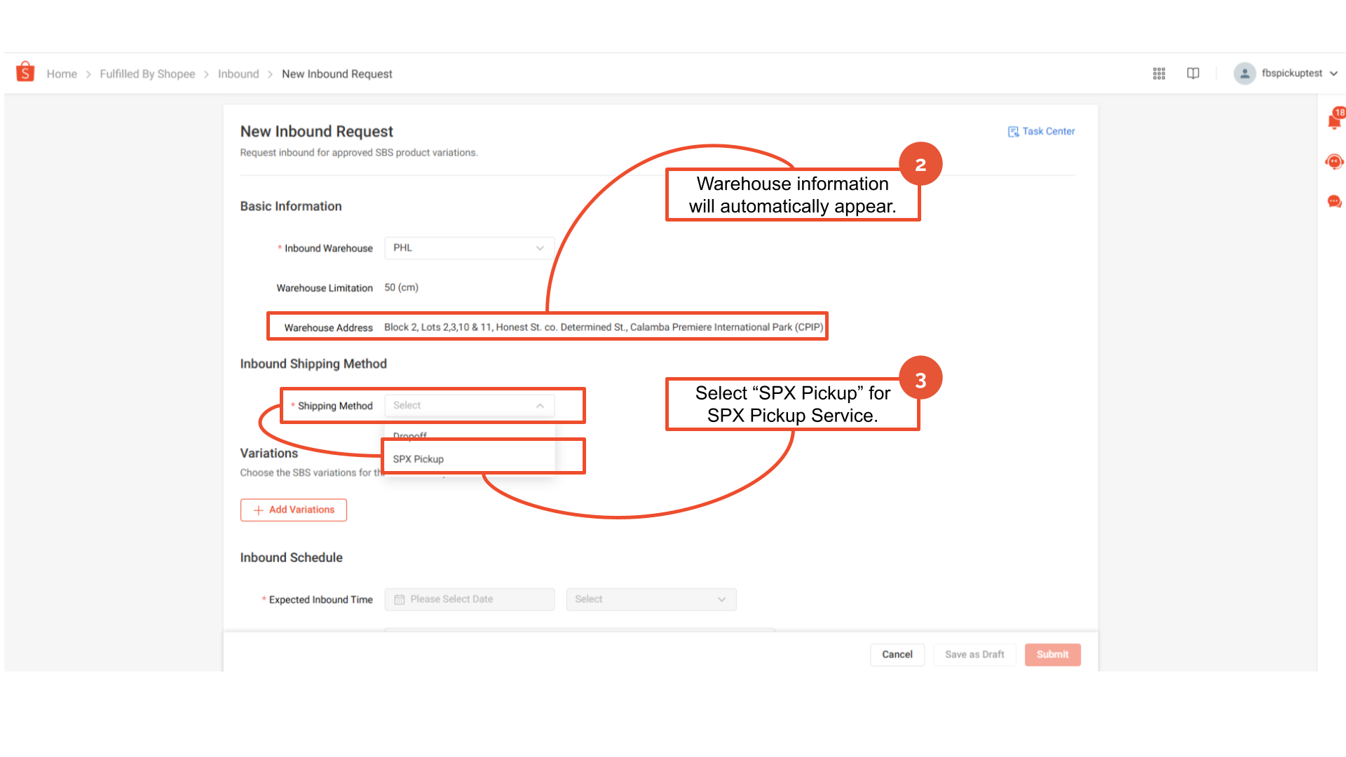 SPX Pickup Service for FBS Inbounding through Seller Center | Shopee PH ...