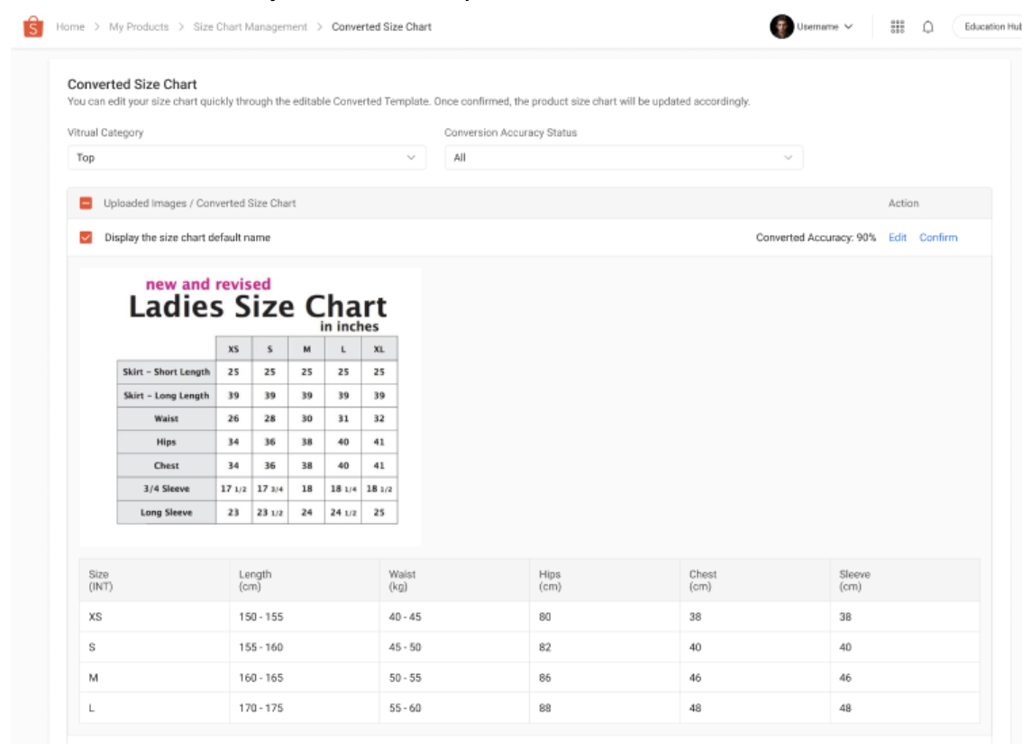 Size Chart Guidelines | Shopee PH Seller Education Hub