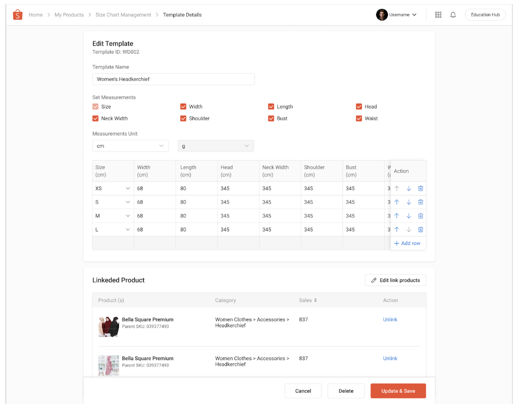 Size Chart Guidelines | Shopee PH Seller Education Hub